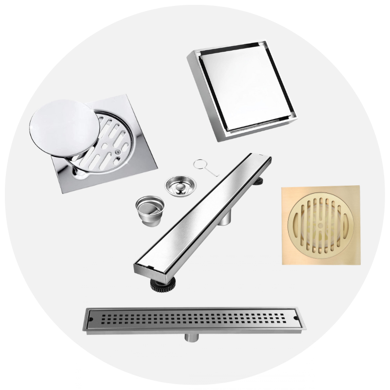 Stylish Floor Drains – Round & Square with Matching Tile Accessories