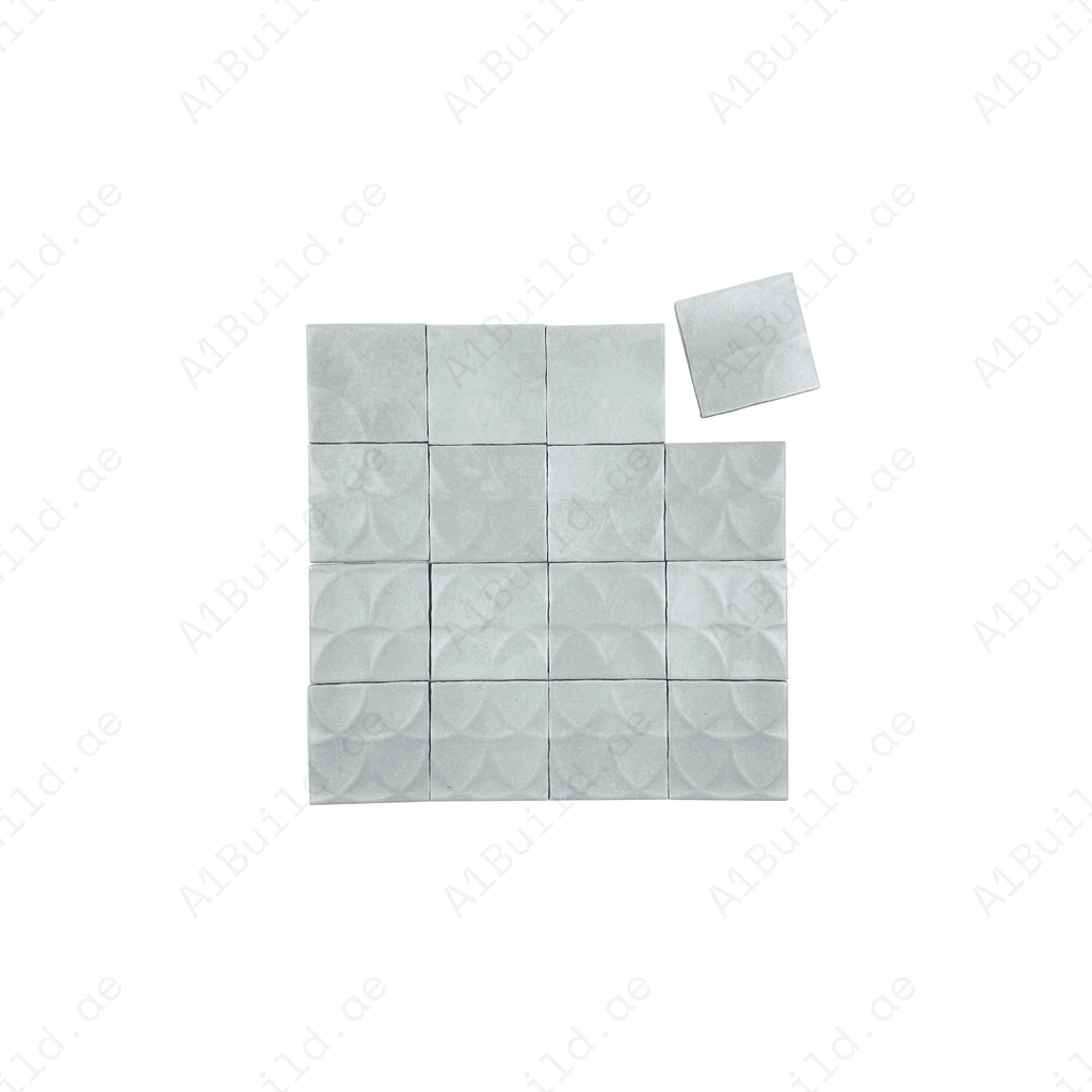 Textured Smoke White Matte Porcelain Tile – 150x150mm
