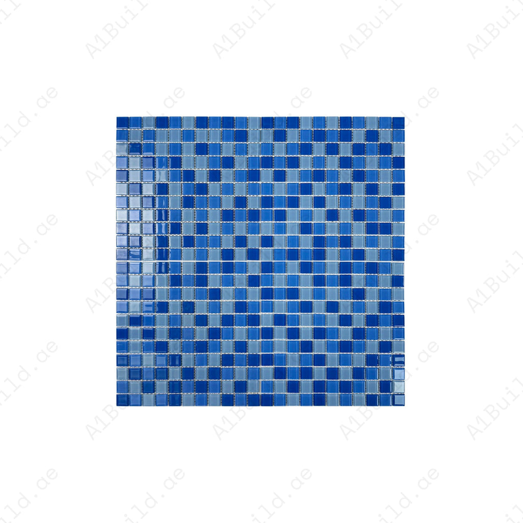 Blue Mixed Crystal Glass Mosaic – 25x25mm | Azure Enchantment