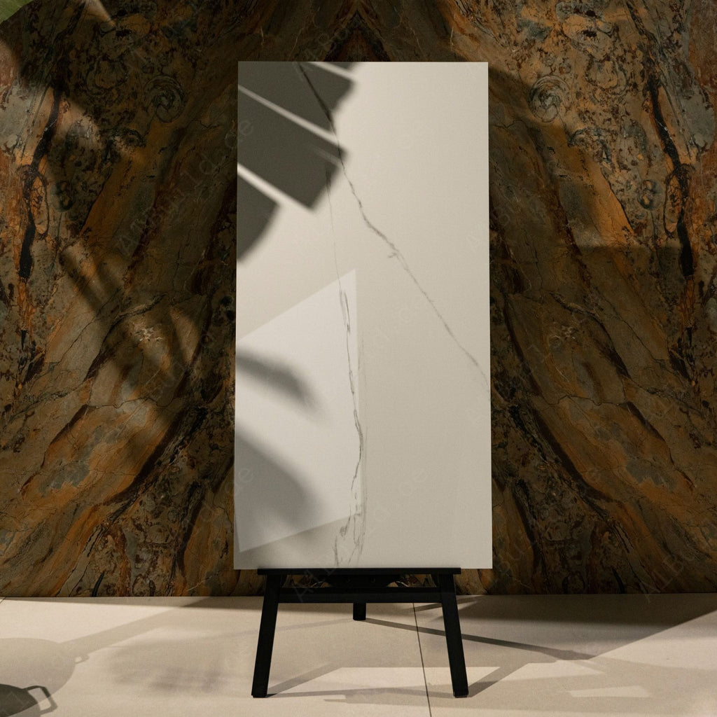 Calacatta Bianco Glossy Marble Effect Porcelain Floor Wall Tile 60x120cm