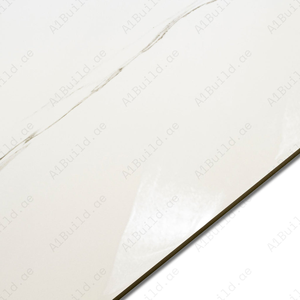 Calacatta Bianco Glossy Marble Effect Porcelain Floor Wall Tile 60x120cm