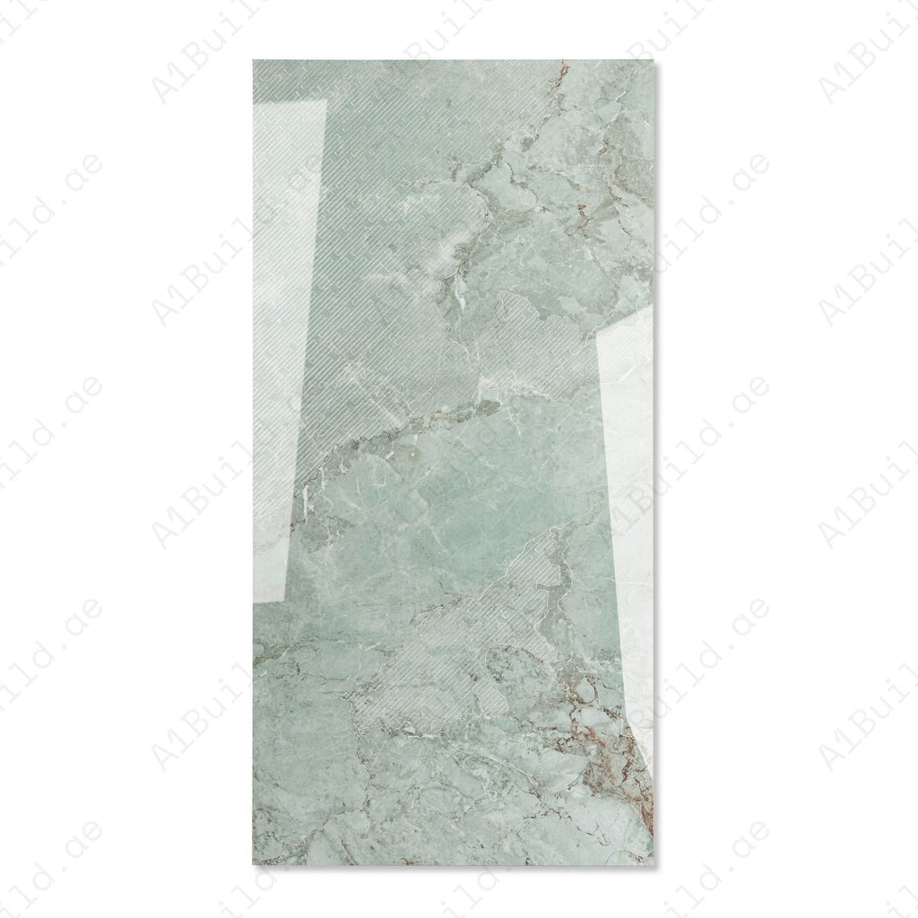 Calci Green Glossy Marble Effect Porcelain Floor Wall Tile 60x120cm
