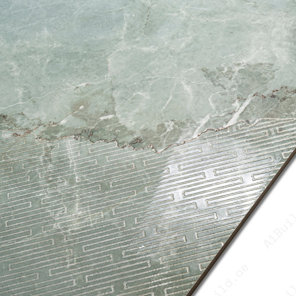 Calci Green Glossy Marble Effect Porcelain Floor Wall Tile 60x120cm