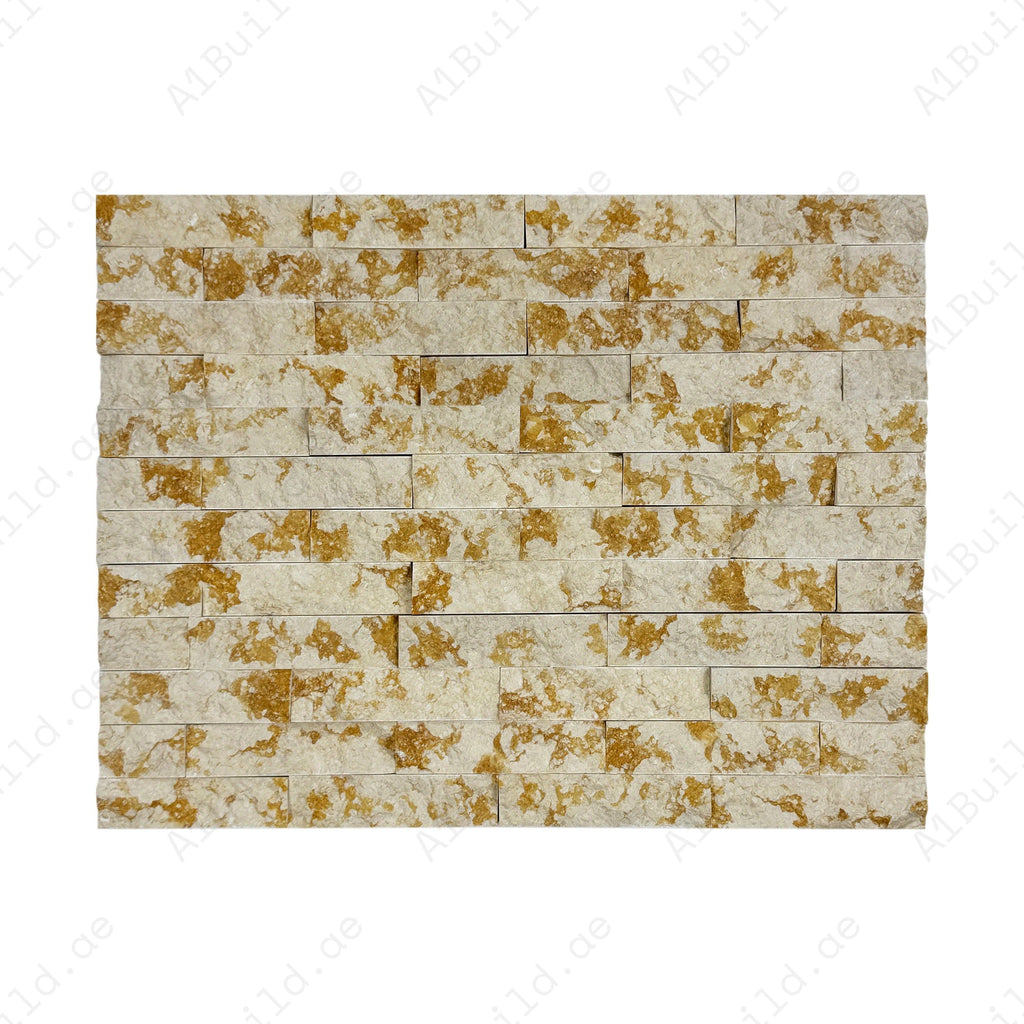 Luxe Aura Sunny Beige Marble Wall Cladding – Split Finish for Walls