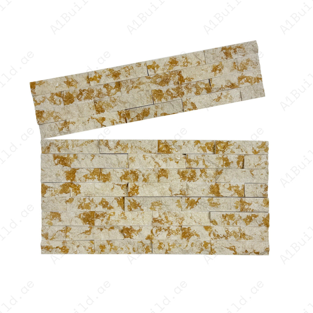 Luxe Aura Sunny Beige Marble Wall Cladding – Split Finish for Walls