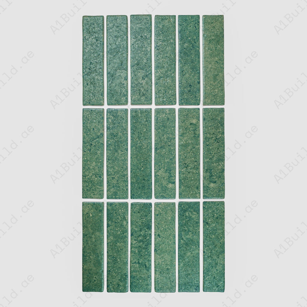 Limestone Legacy Sea Green Matte Porcelain Artisanal Tile – 60x250mm