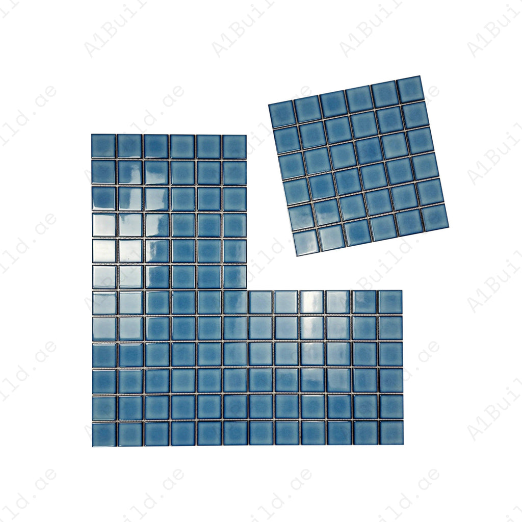 Zen Azure Blue Porcelain Mosaic – Crystalline Glazed Pool Tile